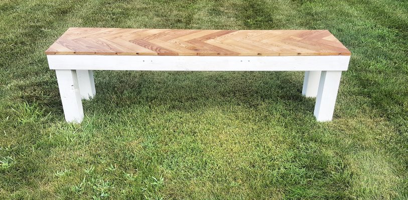 DIY Herringbone Bench for Your Home - Grace Blossoms